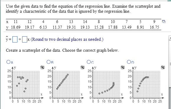 Use the given data to find the equation of the regression...get 9 Use the given data to find the equation of the regression...get 9