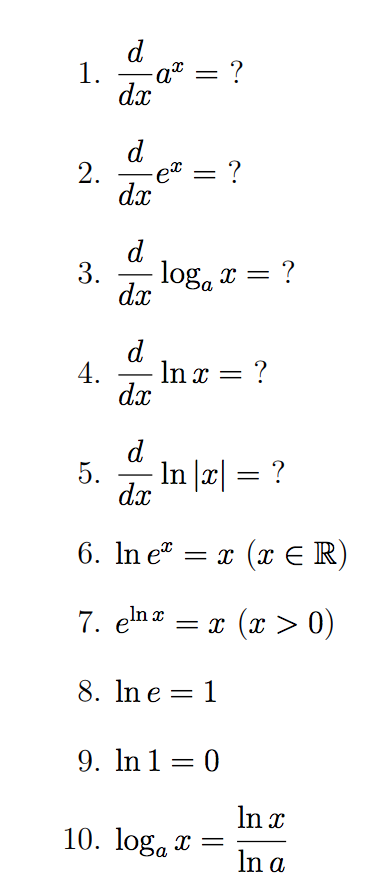 Solved dx 2 dx 3. -log dx dx dx 8. In e=1 9. In 1=0 10. | Chegg.com