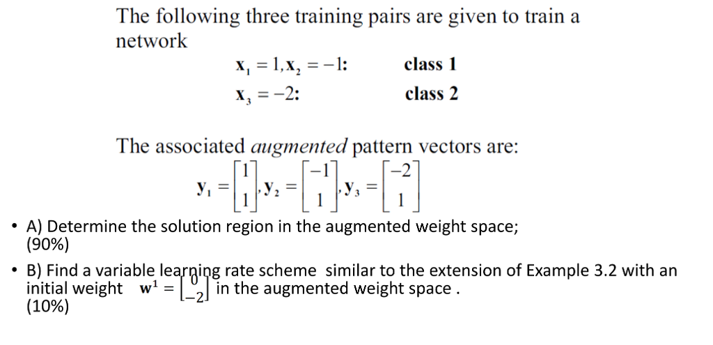 The following three training pairs are given to train | Chegg.com