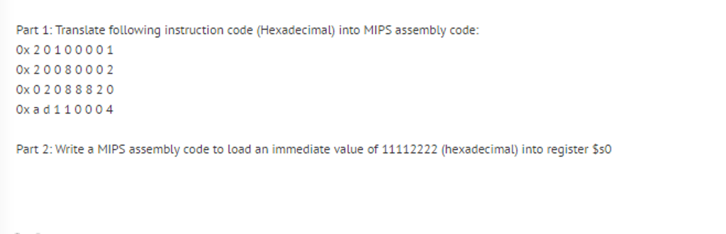 Solved Part 1: Translate following instruction code | Chegg.com