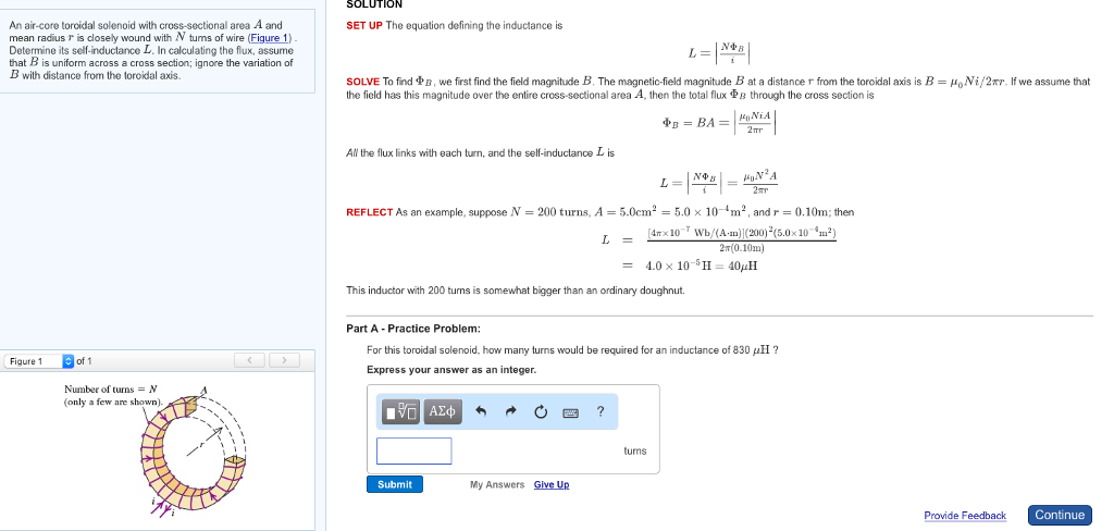 Solved At air-core toroidal solenoid with cross-sectional | Chegg.com