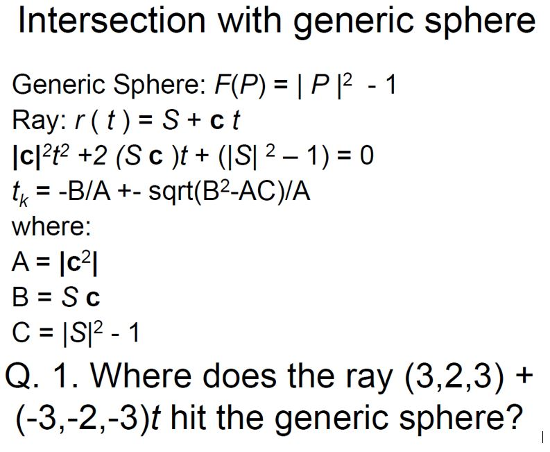 Solved Intersection with generic sphere Generic Sphere: | Chegg.com