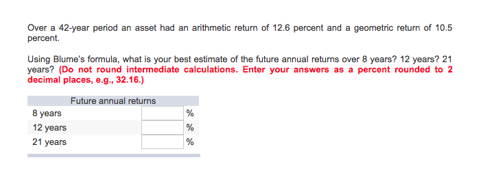 Solved Over a 42-year period an asset had an arithmetic | Chegg.com