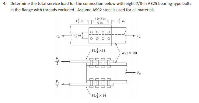 Solved Determine the total service load for the connection | Chegg.com