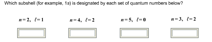 Solved Which subshell (for example, 1s) is designated by | Chegg.com