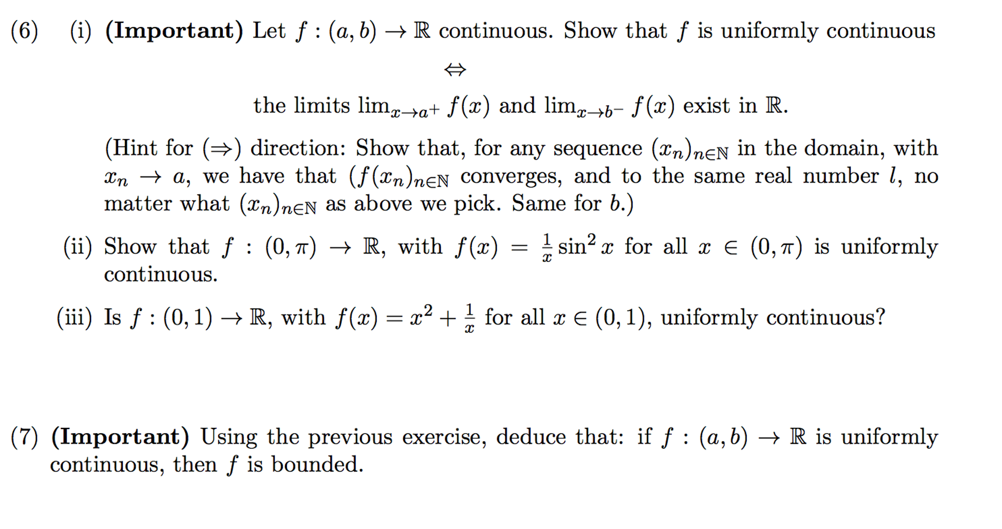 Solved Let f: (a, b) rightarrow R continuous. Show that f is | Chegg.com