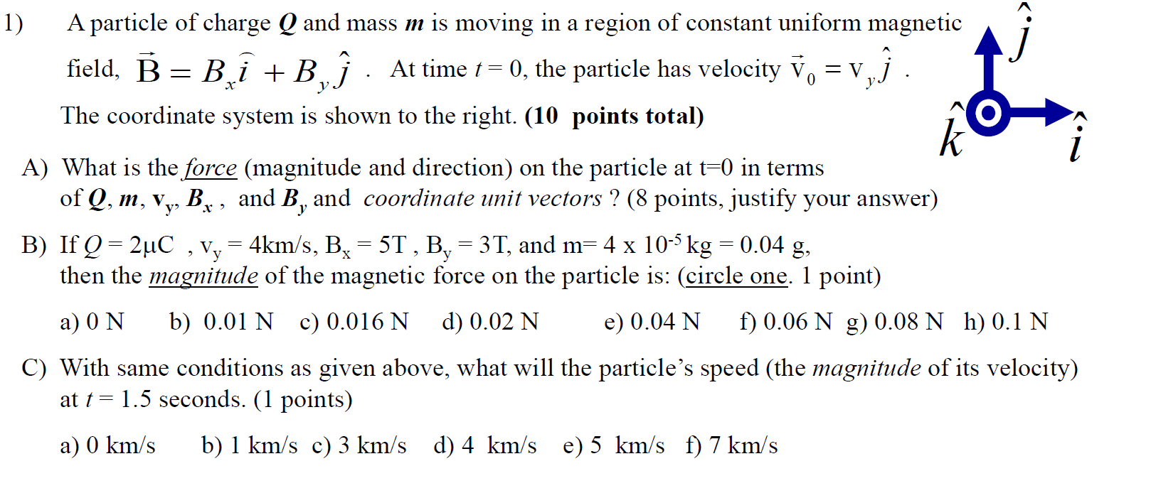 A particle of charge Q and mass m is moving in a | Chegg.com