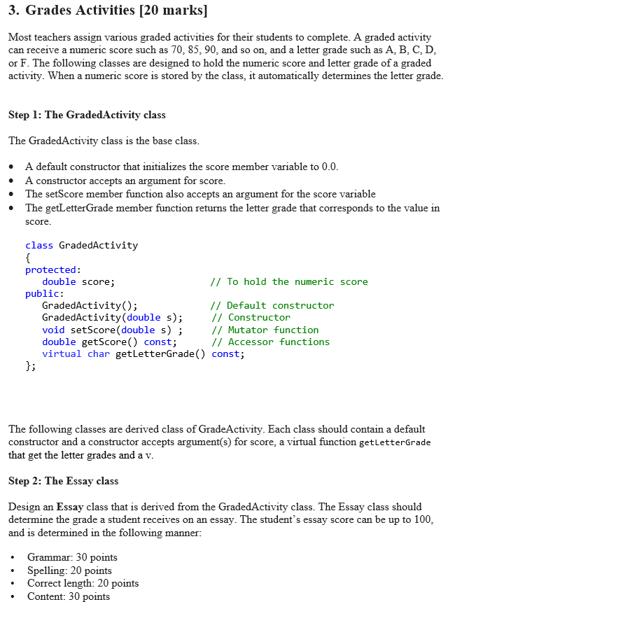 Solved 3. Grades Activities 120 marks] Most teachers assign | Chegg.com