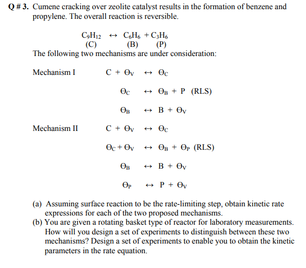 Solved Q # 3" Cumene cracking over zeolite catalyst results | Chegg.com