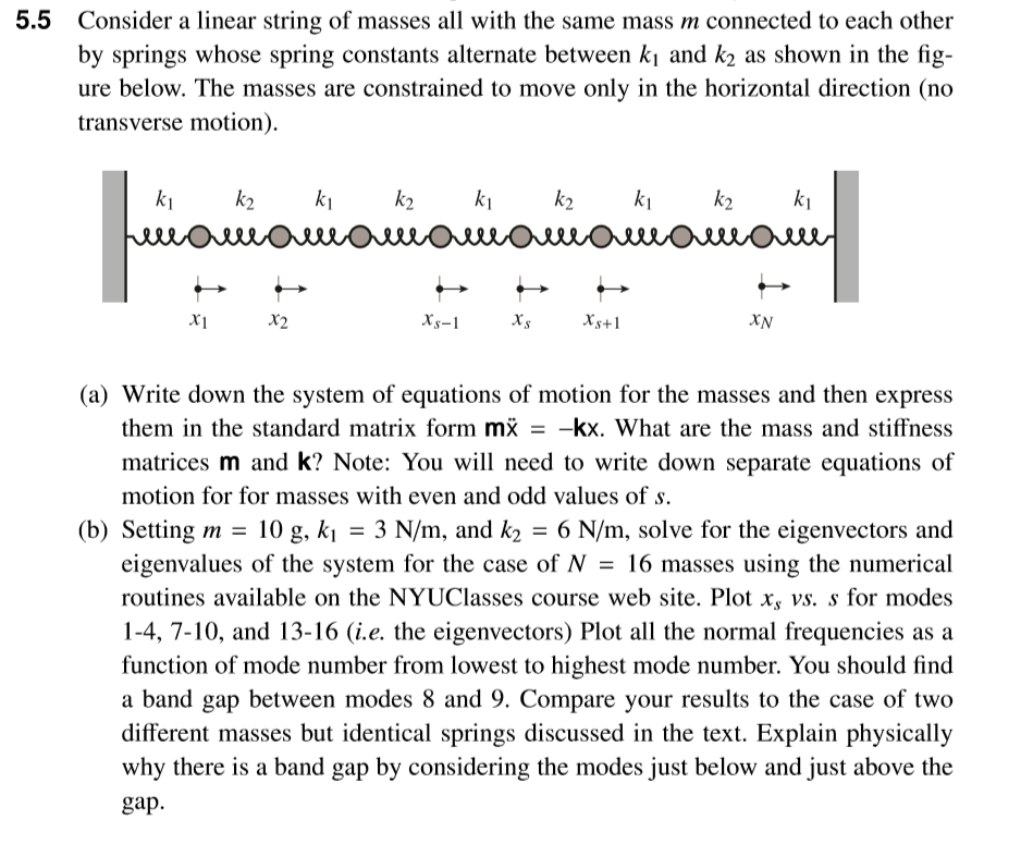 Consider a linear string of masses all with the same | Chegg.com