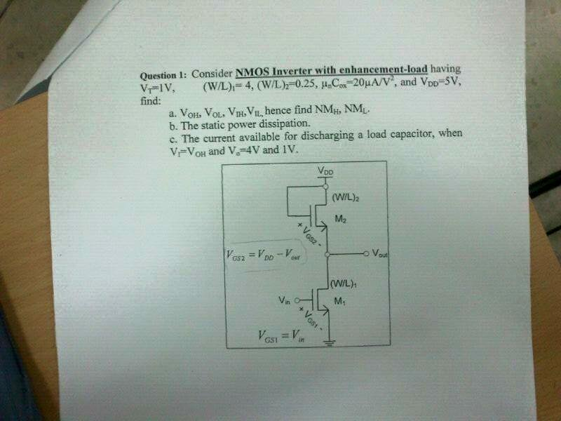 Solved Consider NMOS Inverter with enhancement-load having | Chegg.com