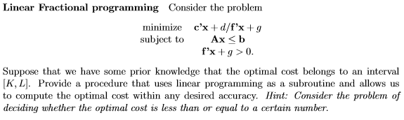 Solved Linear Fractional programming Consider the problerm | Chegg.com