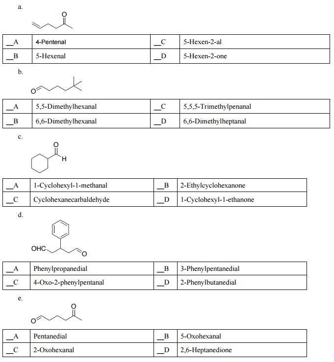 Solved a. C 5-Hexen-2-al D5-Hexen-2-one 4-Pentenal 5-Hexenal | Chegg.com