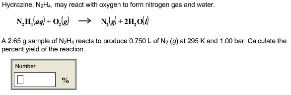 Solved Hydrazine, N2H4, may react with oxygen to form | Chegg.com
