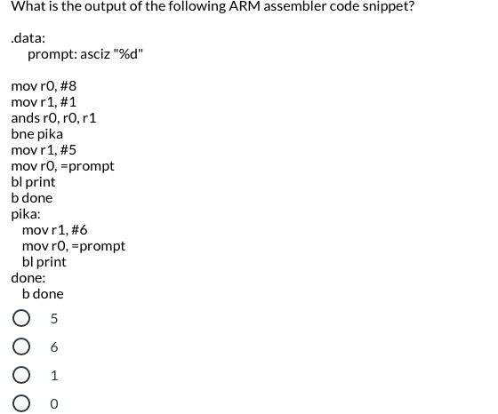 Solved What is the output of the following ARM assembler | Chegg.com