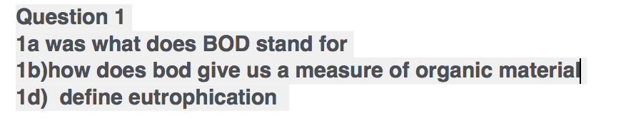 Solved Question1 1a was what does BOD stand for 1b)how does | Chegg.com