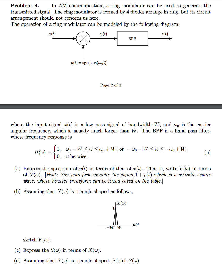 Solved In AM communication, a ring modulator can be used to | Chegg.com