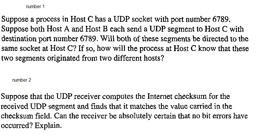 Solved Suppose A Process In Host C Has A Udp Socket With 7424