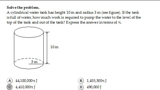 Solved A cylindrical water tank has height 10 m and radius 3 | Chegg.com