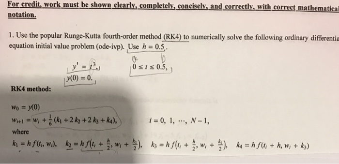 Solved Use the popular Runge-Kutta fourth-order method (RK4) | Chegg.com