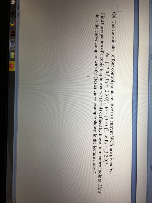 Solved The coordinates of four control points relative to a | Chegg.com