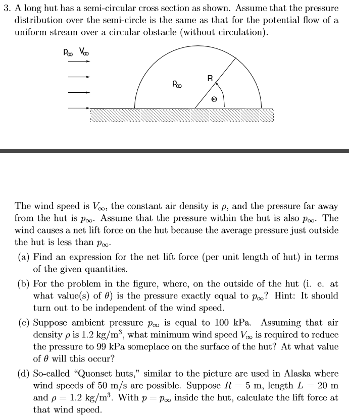Solved A long hut has a semi-circular cross section as | Chegg.com