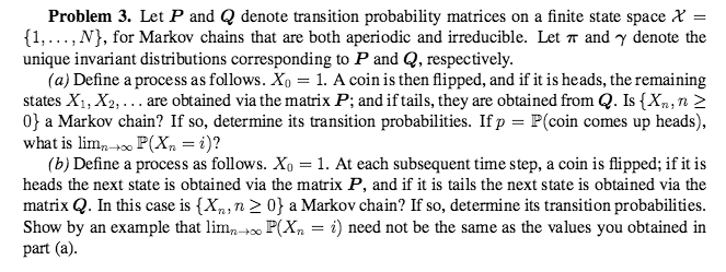 Solved Let P and Q denote transition probability matrices on | Chegg.com