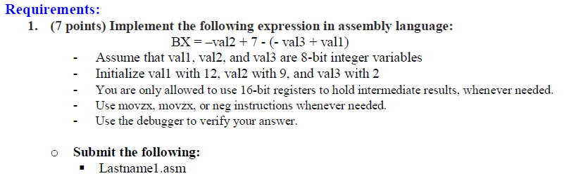 Solved Requirements 1. (7 points) Implement the following | Chegg.com