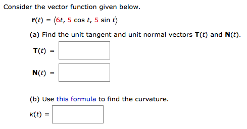 Solved Consider the vector function given below. r(t) = | Chegg.com
