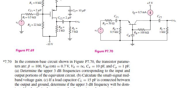 Solved In the common-base circuit shown in Figure P7.70, | Chegg.com