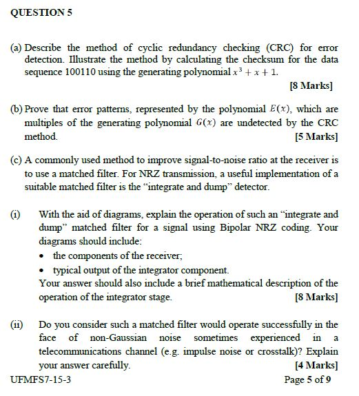 Solved Question 5 A Describe The Method Of Cyclic 