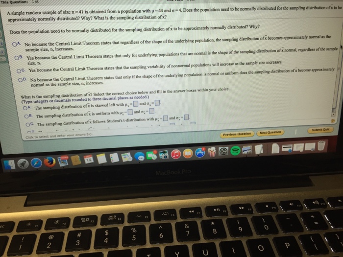 Solved A simple random sample of size n-41 is obtained from | Chegg.com