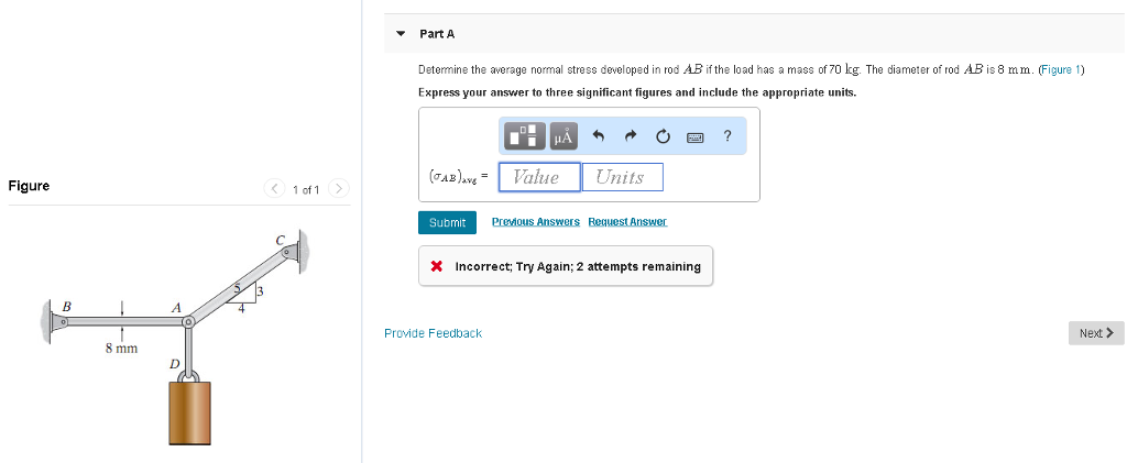 Solved Part A Determine the average normal stress developed | Chegg.com