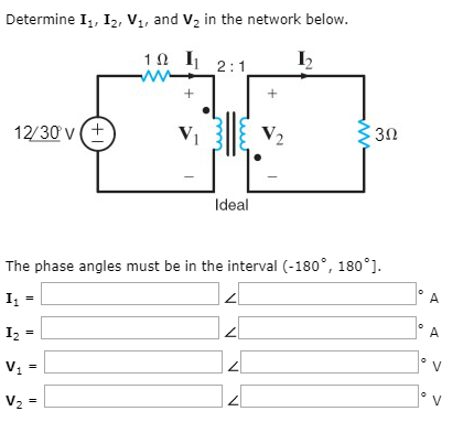 Solved Determine I1, I2, V1, and V2 in the network below. | Chegg.com