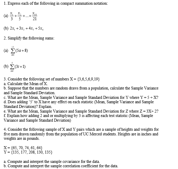 Solved Express Each Of The Following In Compact Summation 3438