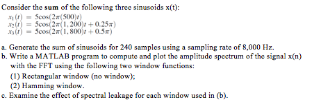 Solved Consider the sum of the following three sinusoids s() | Chegg.com
