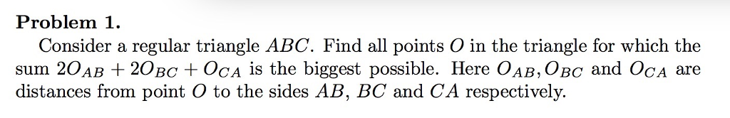 Solved Consider a regular triangle ABC. Find all points O in | Chegg.com