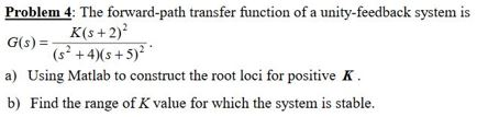 Solved Problem 4: The forward-path transfer function of a | Chegg.com