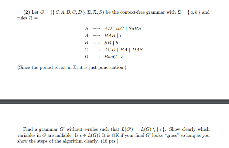 Let G = ({S, A, B, C, D}, sigma, R, S) be the | Chegg.com