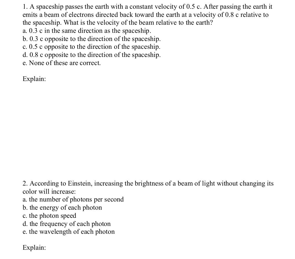 Solved A spaceship passes the earth with a constant velocity | Chegg.com