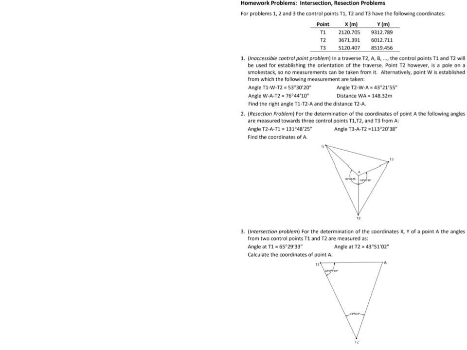 Solved Surveying:Intersection, resection problems | Chegg.com