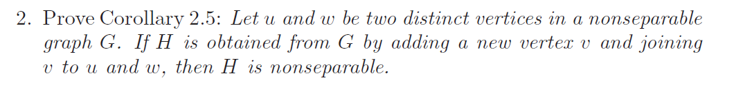 Solved Let u and w be two distinct vertices in a | Chegg.com