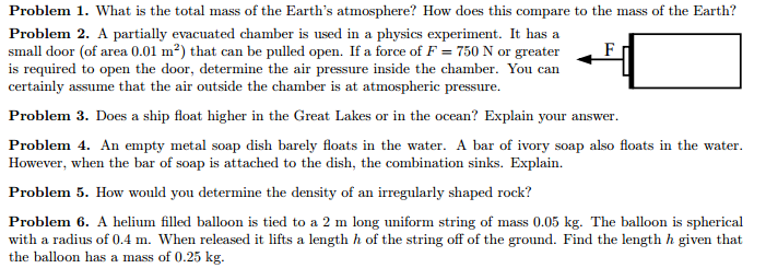 Solved Problem 1. What is the total mass of the Earth's | Chegg.com