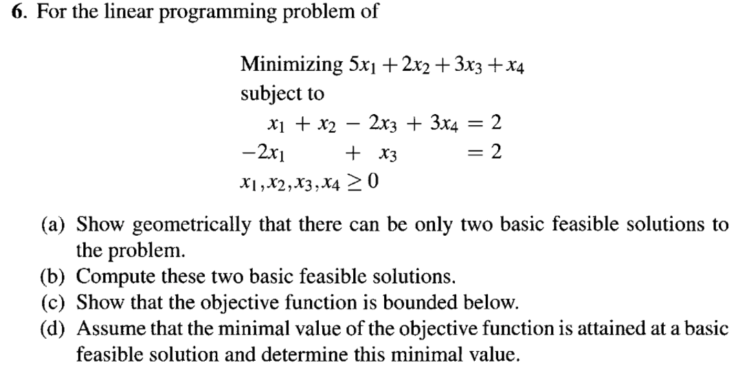 Solved For the linear programming problem of Minimizing 5x_1 | Chegg.com