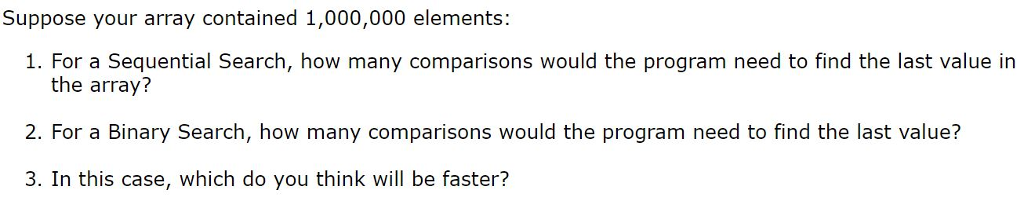 Solved Suppose Your Array Contained 1 000 000 Elements For Chegg solved-suppose-your-array-contained-1-000-000-elements-for-chegg