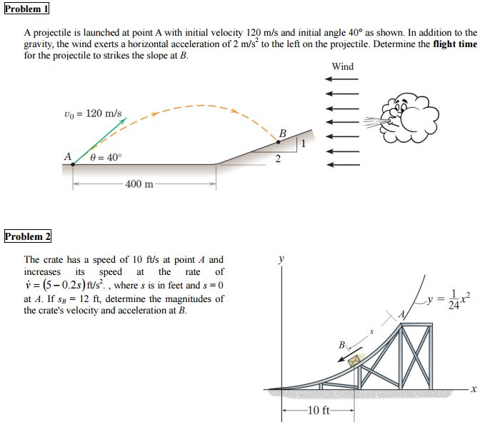 Solved A projectile is launched at point A with initial | Chegg.com