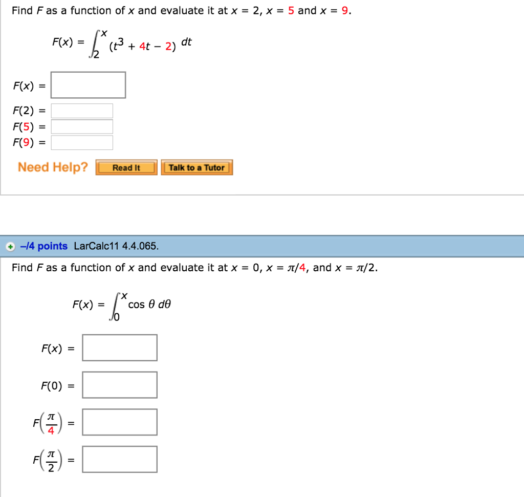 Solved Find F As A Function Of X And Evaluate It At X 2 X