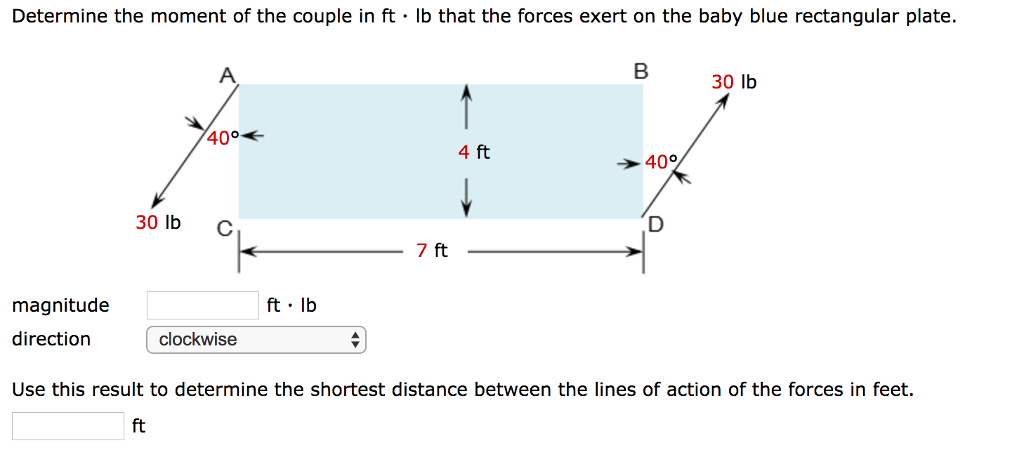 Solved Determine the moment of the couple in ft. Ib that the | Chegg.com