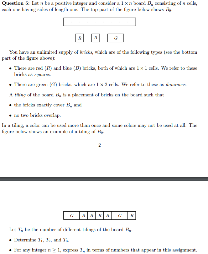 Solved Question 5: Let n be a positive integer and consider | Chegg.com