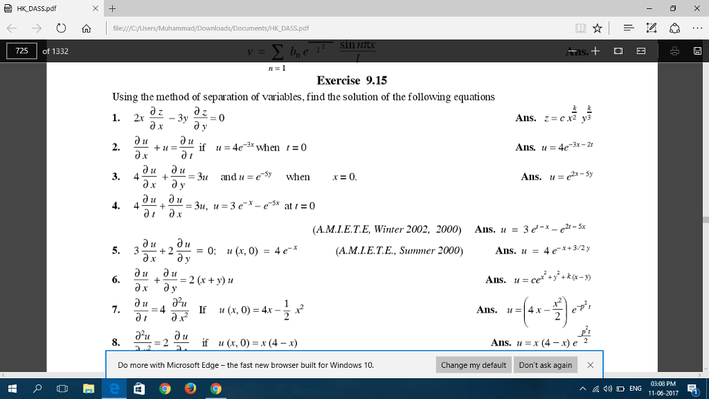 Solved Using The Method Of Separation Of Variables Find The 